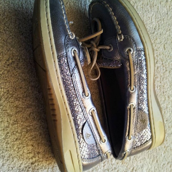 Sperry | Shoes | Pewter Sequin Sperry Loafers | Poshmark